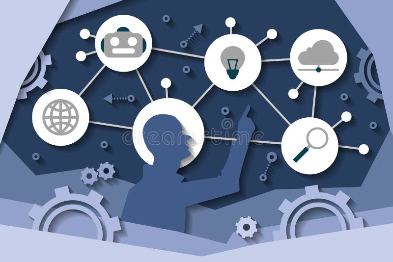 Computer and Internet Technologies Concept, Paper Cut Design Vector ...