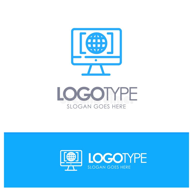 Computer, Internet, World, Big Think Blue OutLine Logo with Place for ...