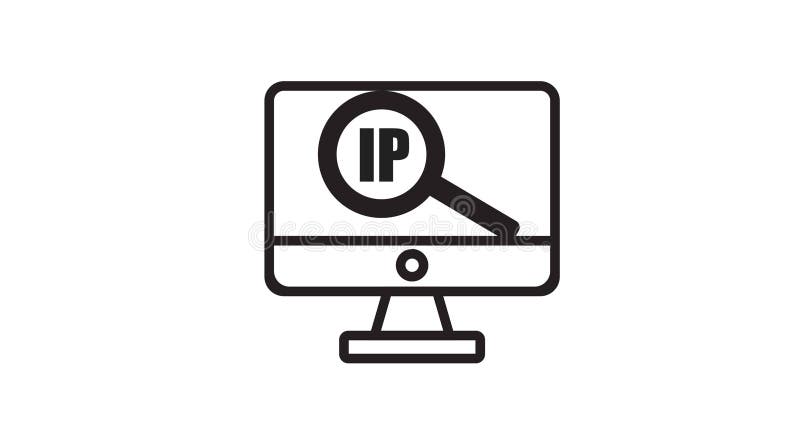 Computer IP Icon. Vector Black and White Editable Flat Illustration of a Computer Stock Vector ...