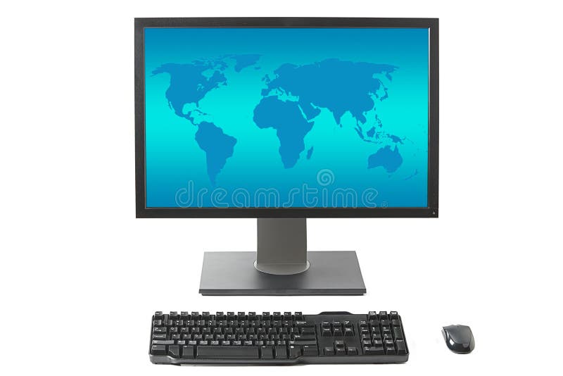 Computer Workstation Isolated Stock Image - Image of flatscreen, liquid ...