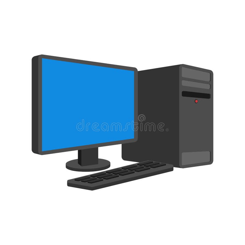 Computer Isolated. PC Cartoon Style Stock Vector - Illustration of ...