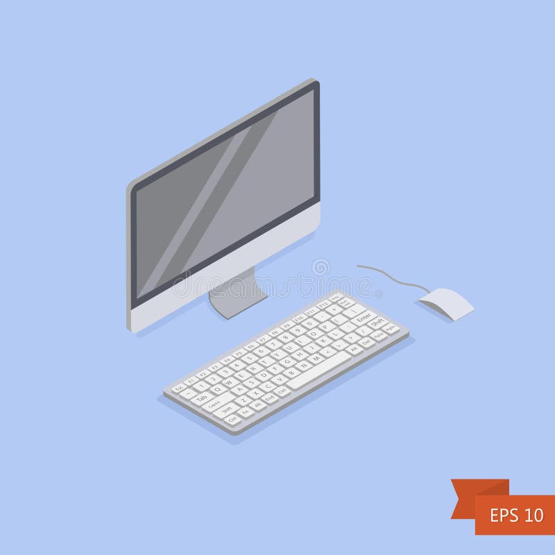 Computer Isometric Icon. Vector. Isometric White PC Monitor with ...