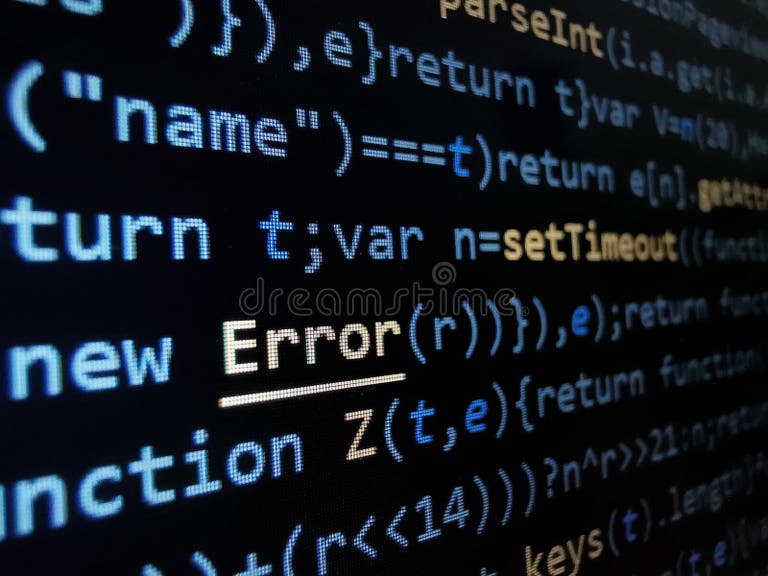 Computer Javascript Script Code Focus on Error Code. Programming Code ...