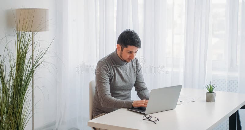 Computer Job Office Work Man Laptop Workplace Stock Image - Image of ...