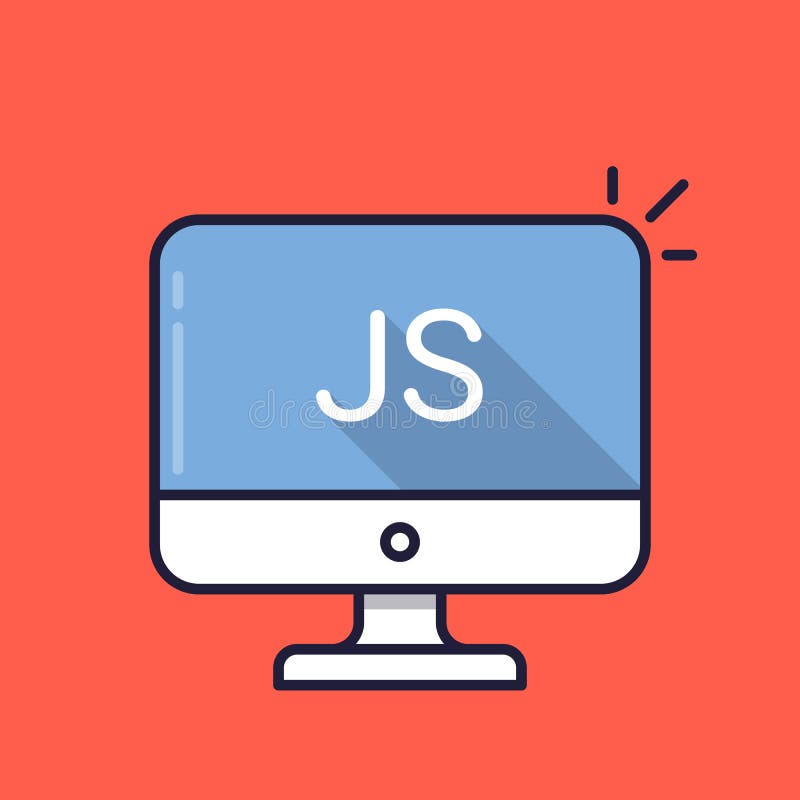 Computer With Js Word On Screen Javascript Scripting Language Stock Vector Illustration Of