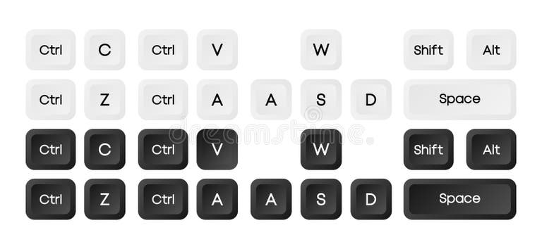 Computer Key Combinations. Set of Key Combinations. Command Set Icons ...