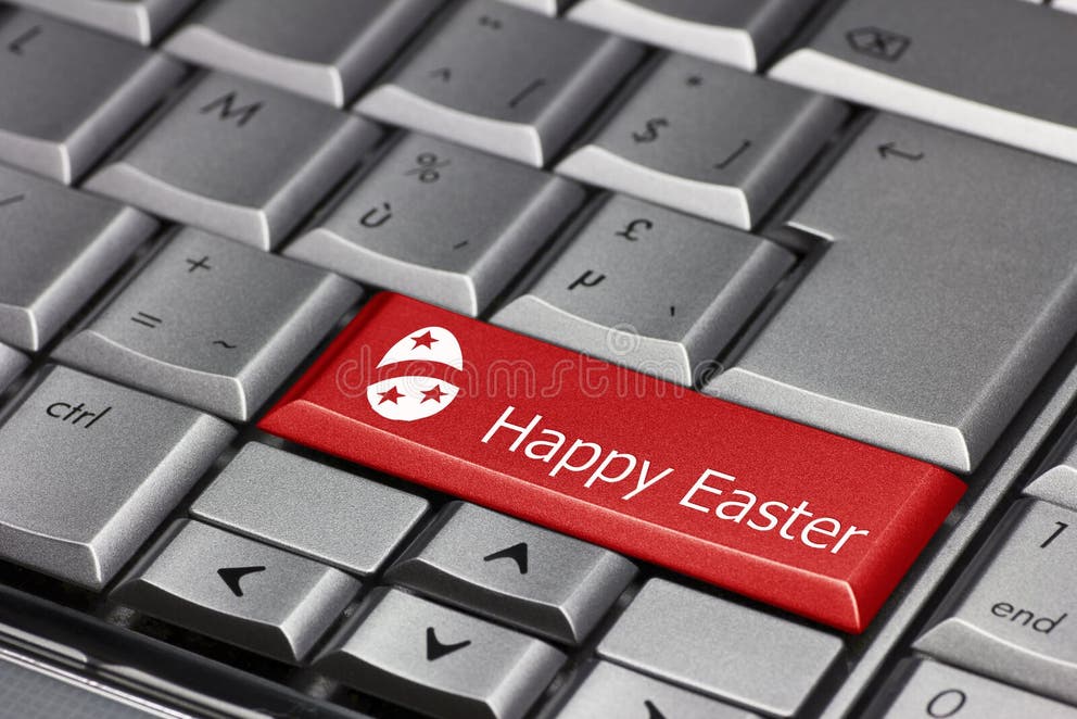 Computer Key - Happy Easter with Egg Stock Photo - Image of button ...