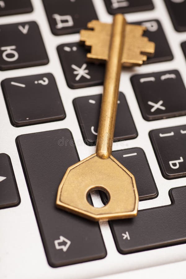 Computer with Key. Internet and Network Security Concept. Stock Image ...
