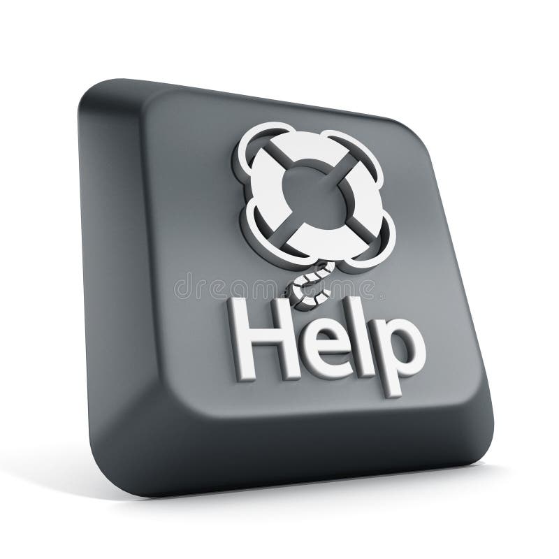 Computer Key with Life Buoy Symbol and Help Text Stock Image - Image of ...