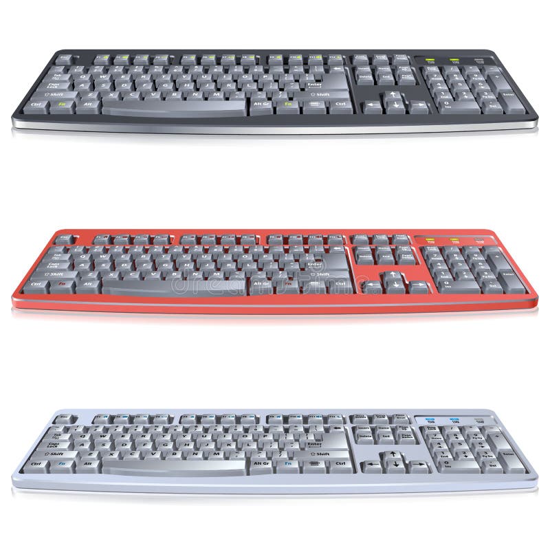 A Set of Computer Keyboards, Random Colors, Front View. a Modern Image ...
