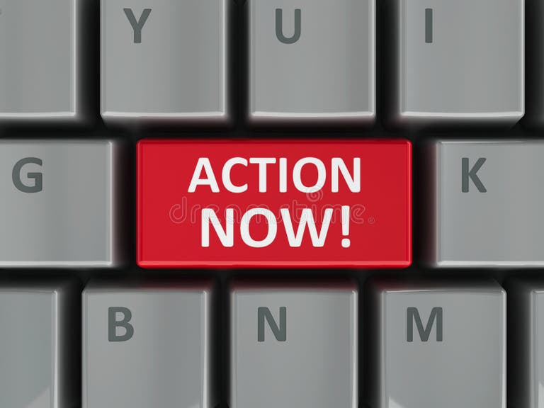 Computer Keyboard Action Now Stock Illustration - Illustration of ...