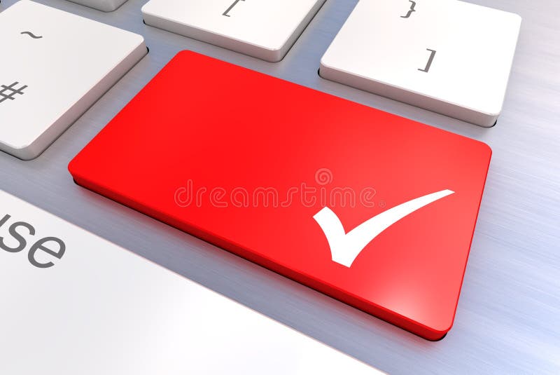 Computer Keyboard with Agreement Tick Key Stock Illustration ...