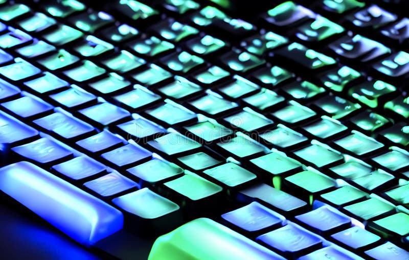 Computer Keyboard in Neon Blue and Green Colors Generative AI Stock ...