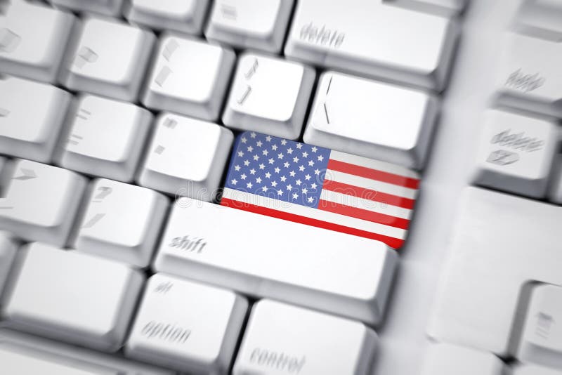 Computer Keyboard with an American Flag Button Stock Photo - Image of ...