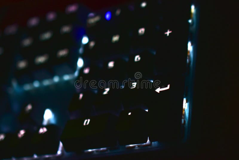 Computer Keyboard with Backlight in the Dark Stock Photo - Image of ...