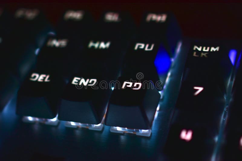 Computer Keyboard with Backlight in the Dark Stock Image - Image of ...