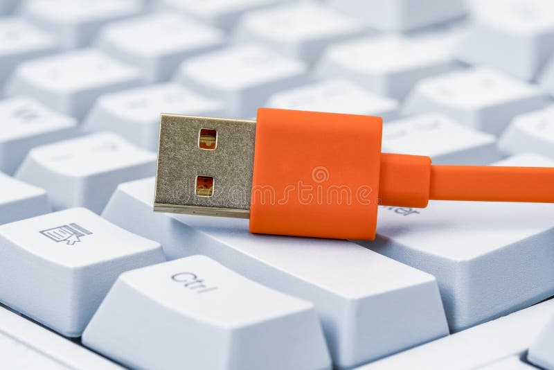 USB Plug on Computer Keyboard Stock Image - Image of communication ...