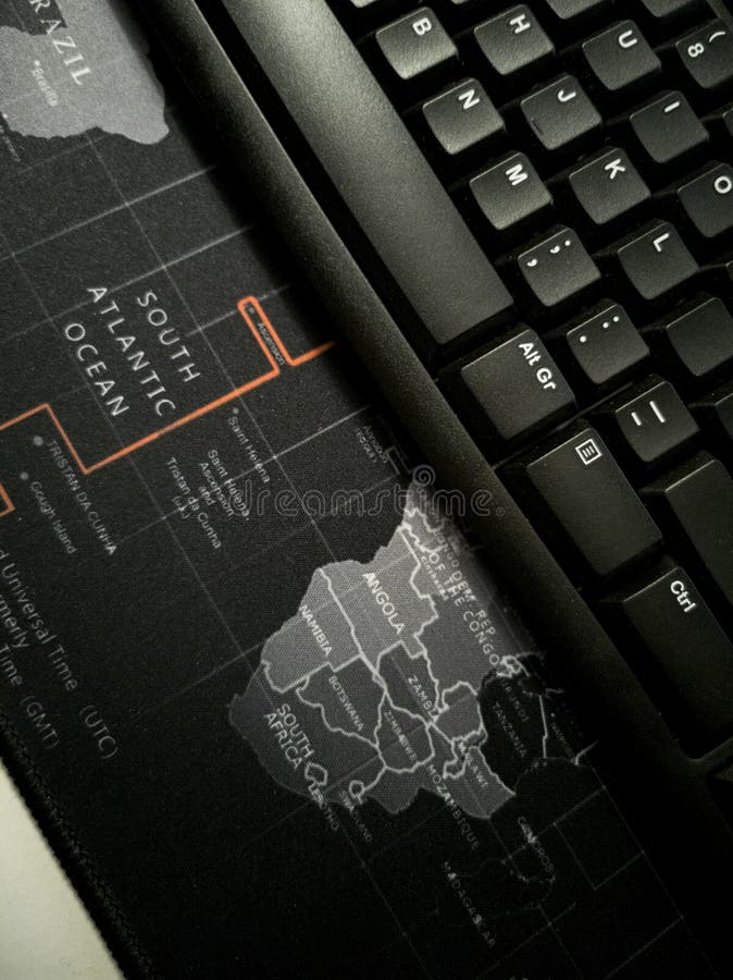 Computer Keyboard and Black Map Stock Image - Image of laptop ...