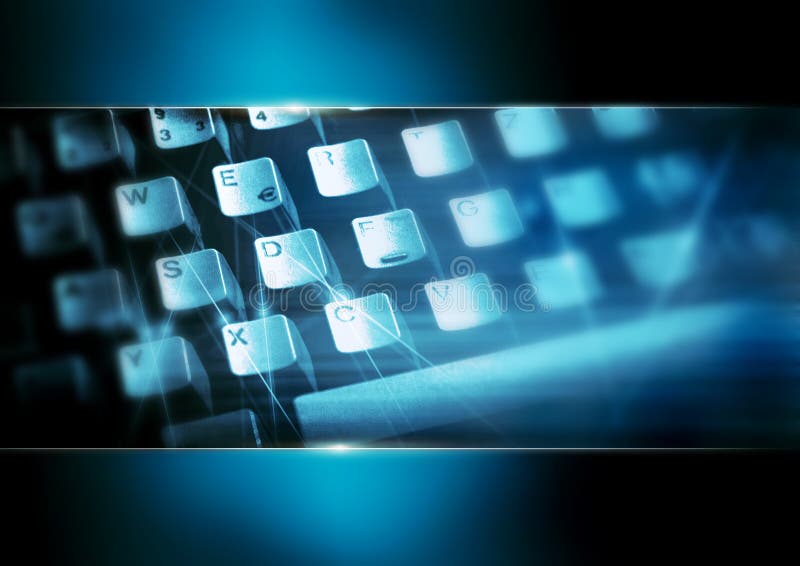 Computer keyboard in blue stock image. Image of abstract - 7415719