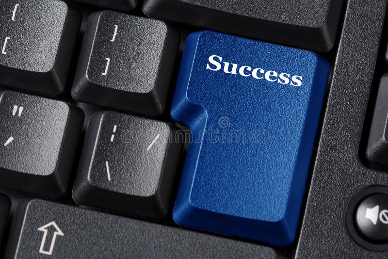 Computer Keyboard Blue Key with Success Label Inscription. Business ... Computer Keyboard Blue Key with Success Label Inscription. Business ...