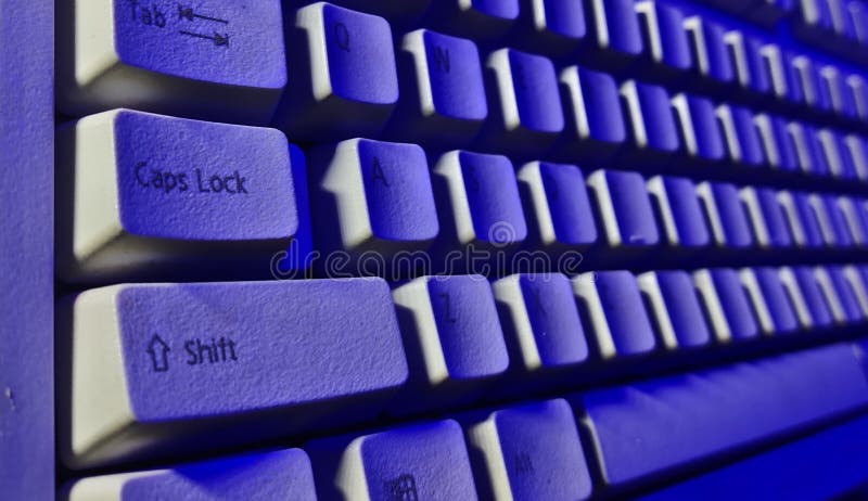 Computer Keyboard in Blue Light. Stock Image - Image of internet, blue ...