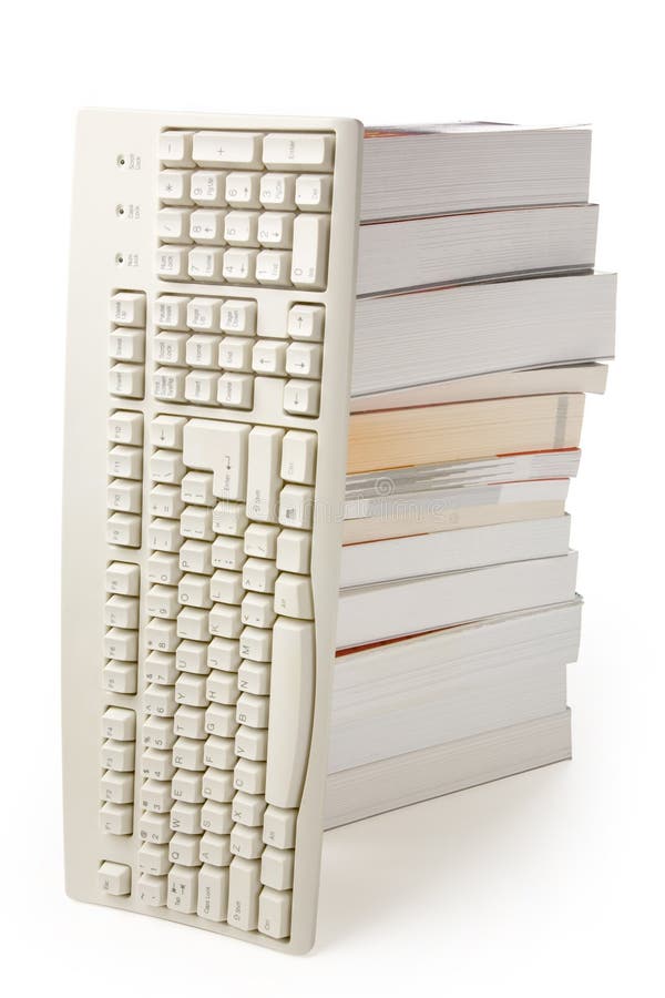 Computer keyboard and book stock photo. Image of online - 2545936