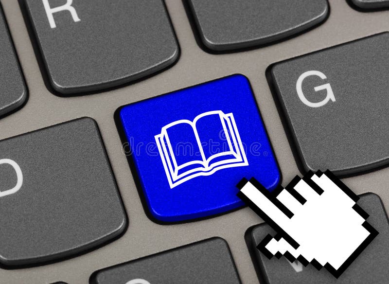Computer Keyboard with Book Key Stock Photo - Image of connection ...
