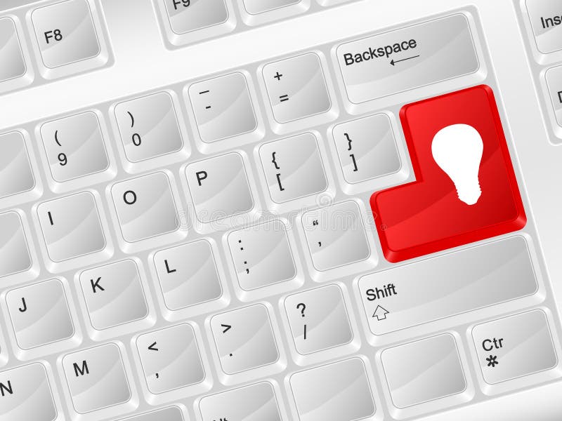 Computer Keyboard Bulb Symbol Stock Vector - Illustration of lamp ...