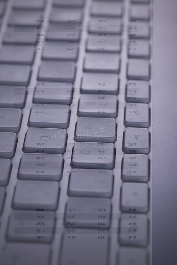 Computer Keyboard with Business Charts Over it. Stock Illustration ...