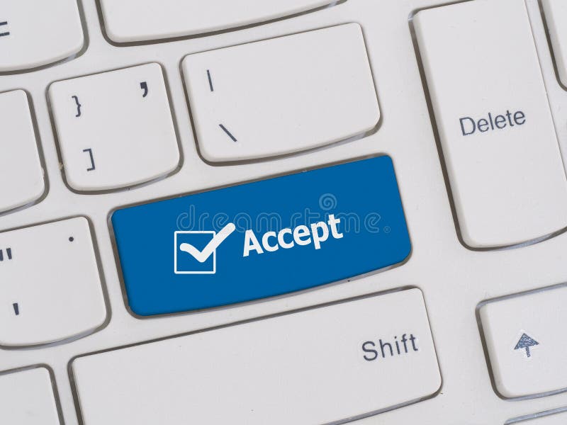 Computer Keyboard Button with Accept Text Stock Photo - Image of white ...