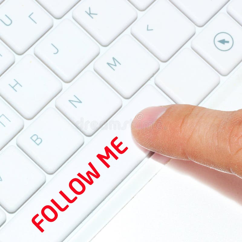 Computer Keyboard with Button Follow Me Stock Image - Image of empty ...