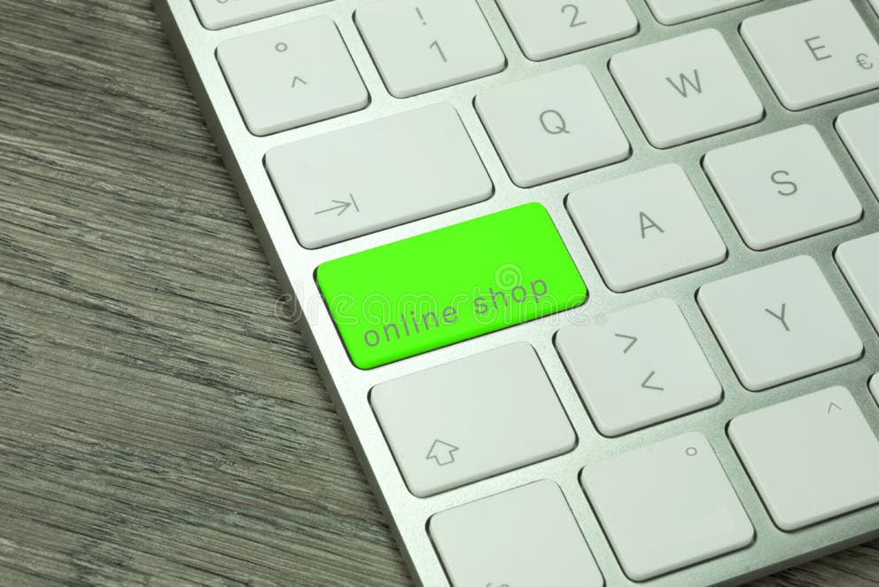Computer Keyboard with a Button for Online Shopping Stock Photo - Image ...