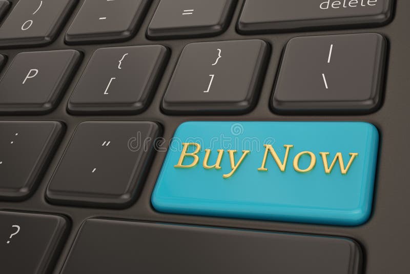Computer Keyboard with Buy Now Button, 3D Render. 3D Illustration Stock ...