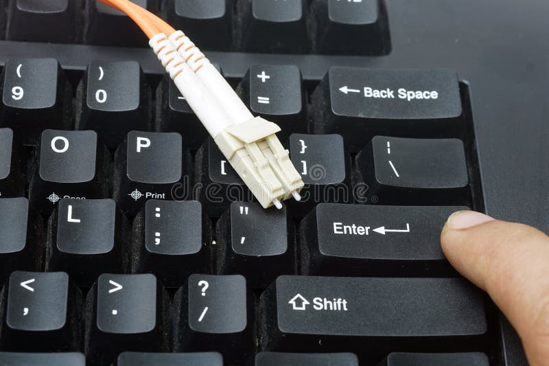 A Computer Keyboard with Cable, Concept of Internet Security and Data ...