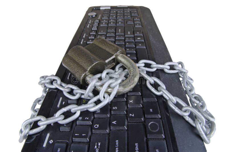 Computer Keyboard with Chain and Padlock Stock Image - Image of ...