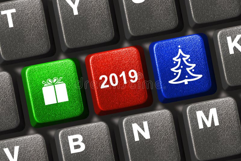 Computer Keyboard with Christmas Keys Stock Photo - Image of decoration ...