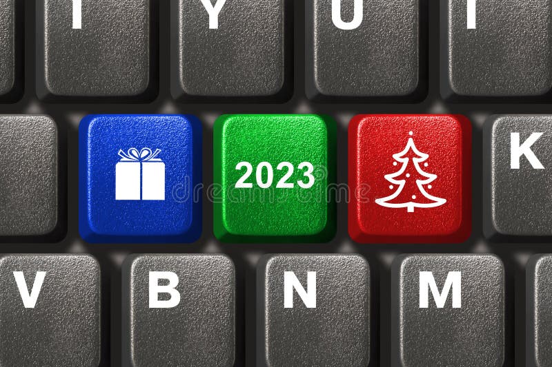 Computer Keyboard with Christmas Keys Stock Photo - Image of christmas ...