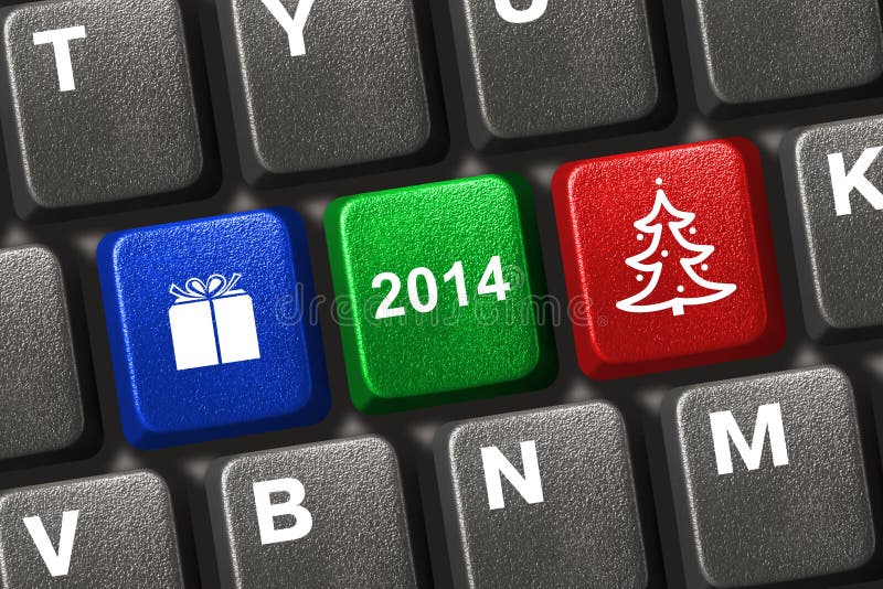 Computer Keyboard with Christmas Keys Stock Image - Image of calendar ...