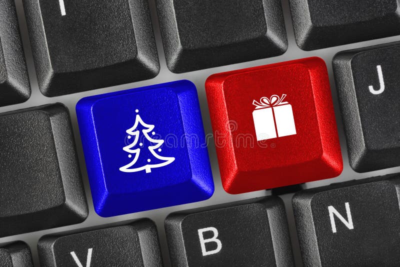 Computer Keyboard with Christmas Keys Stock Image - Image of keypad ...