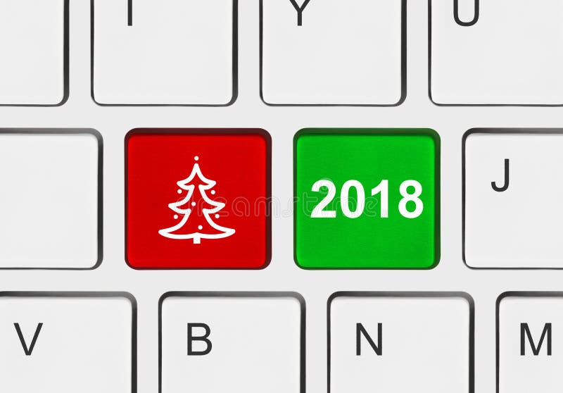 Computer Keyboard with Christmas Keys Stock Photo - Image of button ...