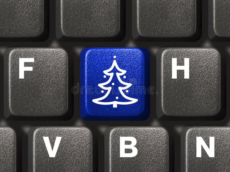 Computer Keyboard with Christmas Tree Key Stock Image - Image of ...