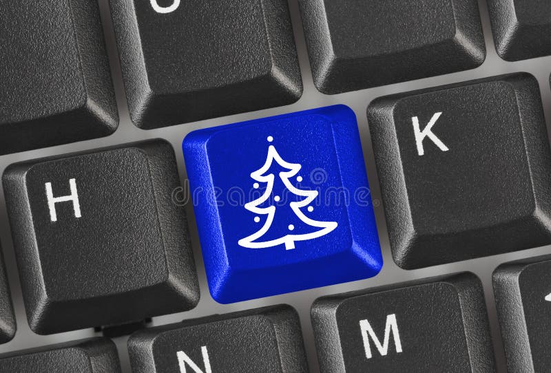 Computer Keyboard with Christmas Tree Key Stock Image - Image of ...