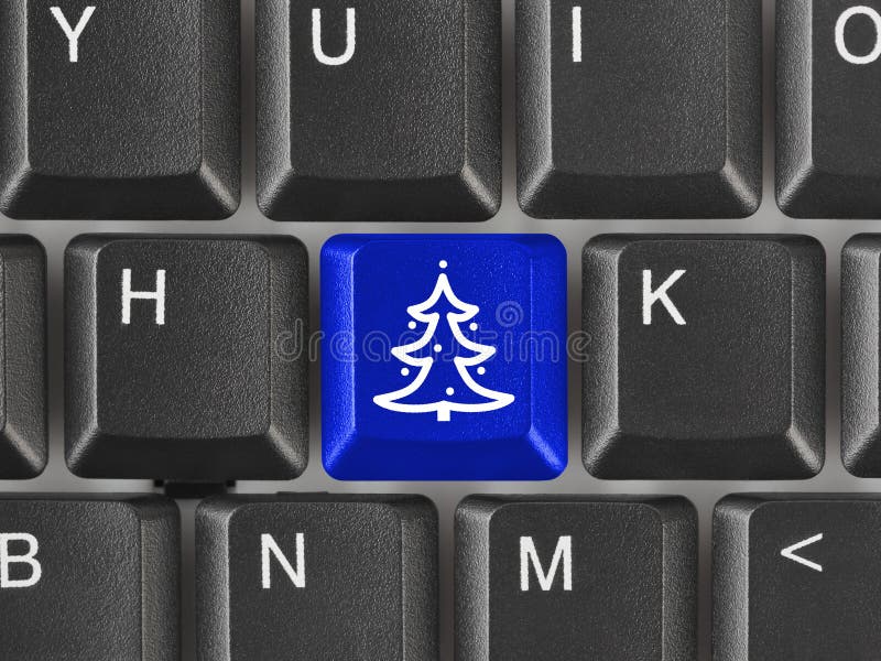 Computer Keyboard with Christmas Tree Key Stock Photo - Image of happy ...