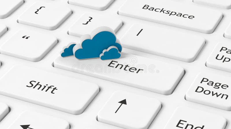 Computer Keyboard Closeup with Cloud Icon Stock Illustration ...