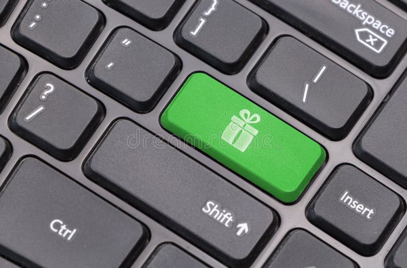 Computer Keyboard Closeup with Gift Box Sign Stock Image - Image of ...