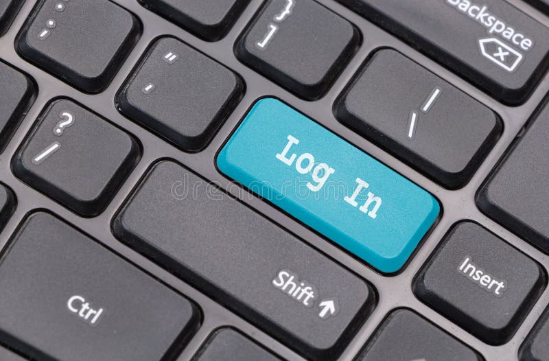 Computer Keyboard Closeup with Log in Text Stock Image - Image of ...
