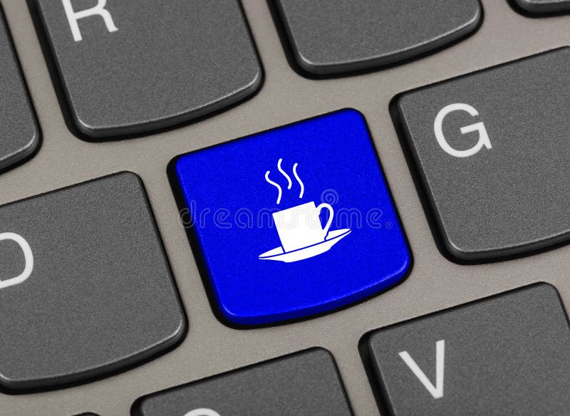 Computer Keyboard with Coffee Key Stock Image - Image of internet ...