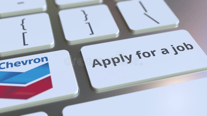 Keyboard with CHEVRON Company Logo and Apply for a Job Text on the Keys ...