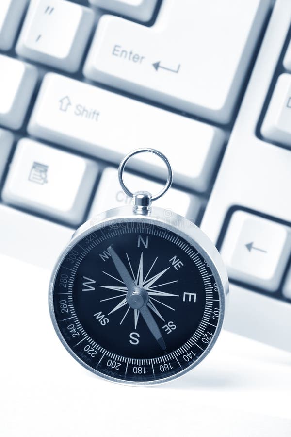 Computer Keyboard and Compass Stock Photo - Image of direction, global ...