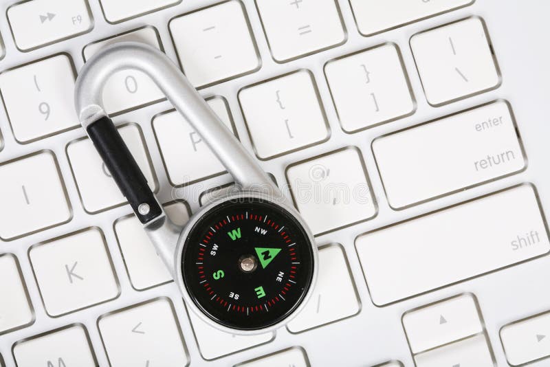 Computer Keyboard and Compass Stock Image - Image of close, leading ...
